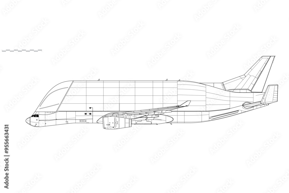 Airbus Beluga XL. A330-743L. Vector drawing of outsize freight aircraft ...