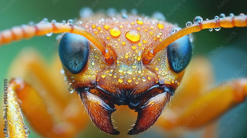 macro photography of iridescent fire ant intricate details of mandibles ...