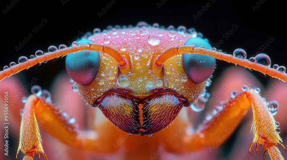 macro photography of iridescent fire ant intricate details of mandibles ...
