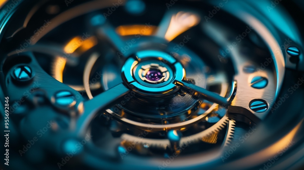 Intriguing macro of a watch’s inner mechanical movement. Macro view of ...