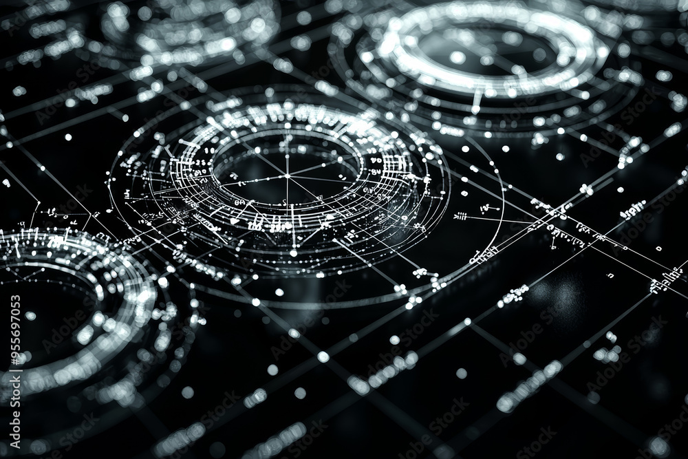 A set of coordinate planes with intersecting lines forming various ...