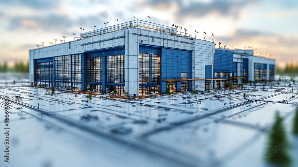 Blueprint of commercial complex with detailed building plans dimensions ...