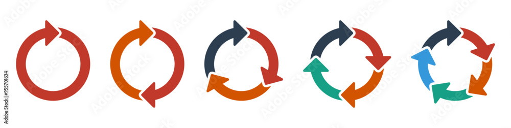 Circle arrows icon vector diagram infographic set. Sync repeat and ...