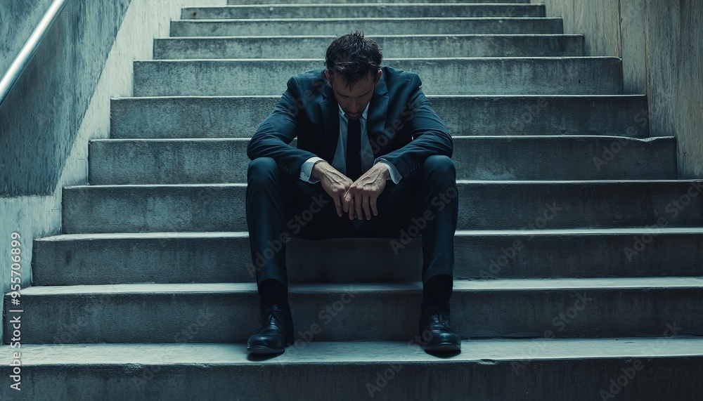Exhausted businessman in distress a visual representation of overwork ...