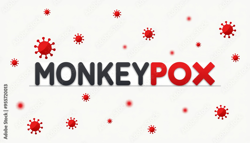 Sign or poster of MPOX Monkeypox virus central text message in logo ...