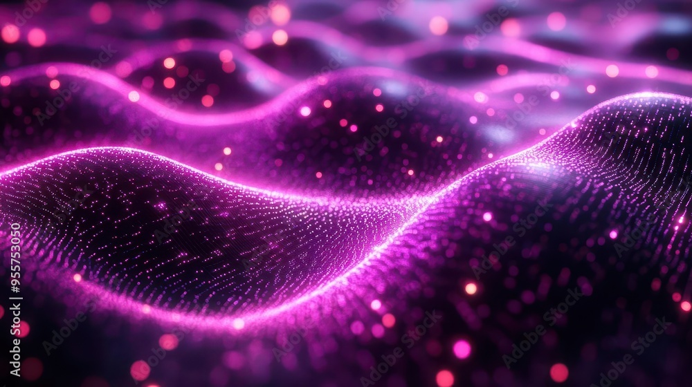 abstract digital network visualization with blurred purple nodes ...