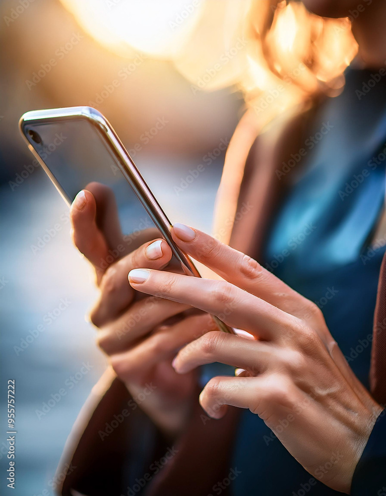 point finger on screen phone closeup, person texting text message ...