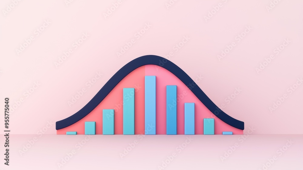 Abstract Normal Distribution With Bar Chart In Pastel Colors Modern Abstract Illustration Of A