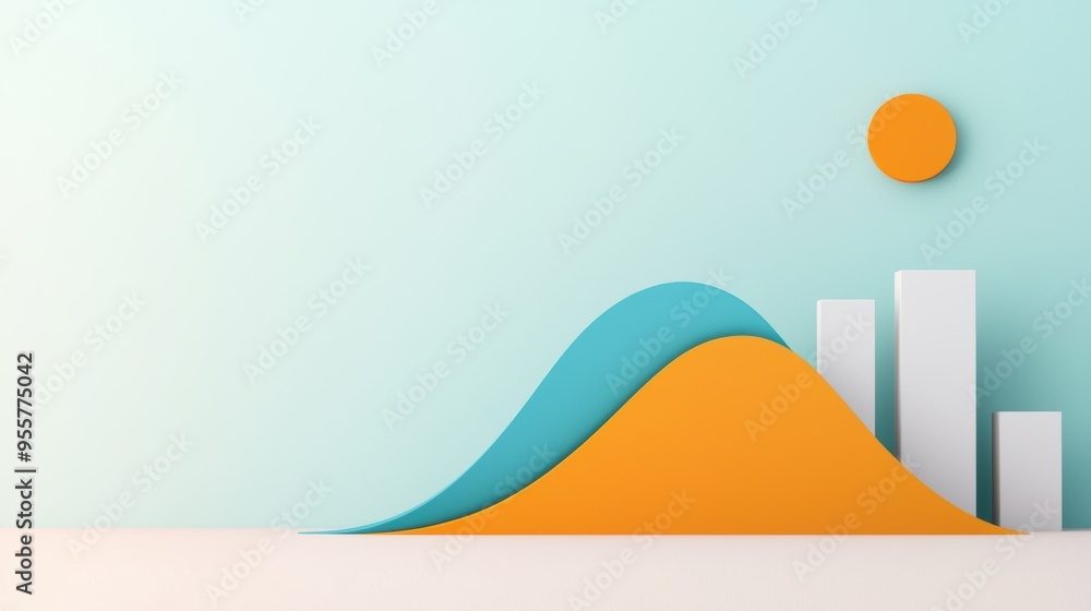 Abstract Normal Distribution Curve with Bar Graph Abstract illustration ...