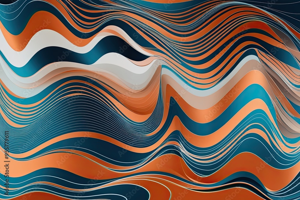 Array of Wavy Line Designs in Modern Virtual Illustrations Stock ...