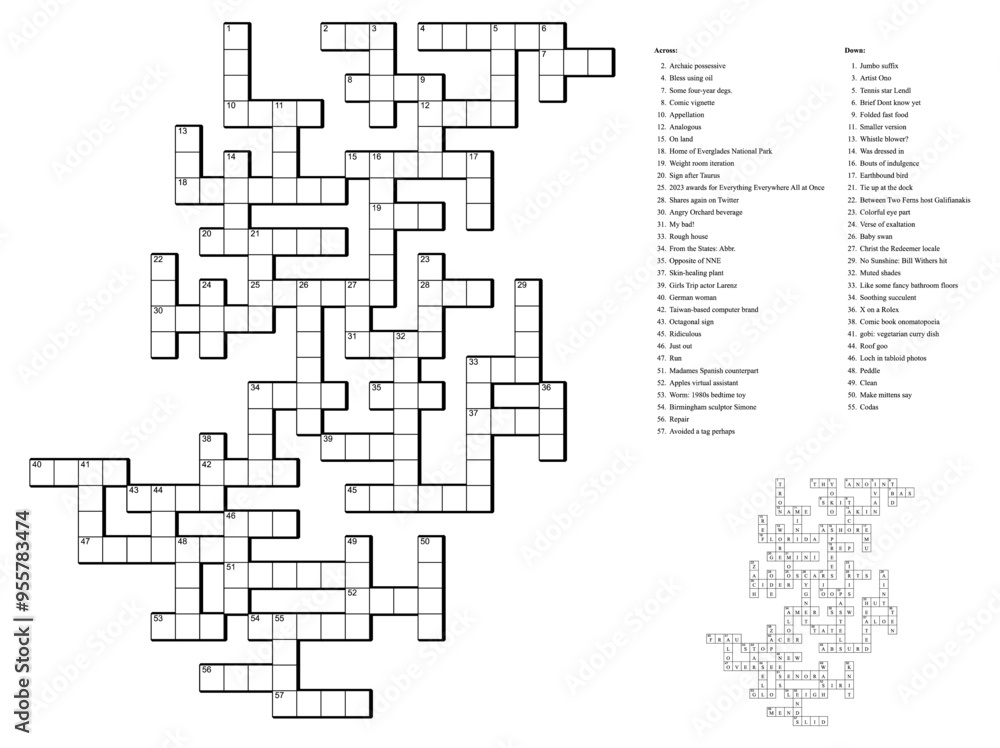 Poster Crossword puzzle game with clues and solution – Wall Art | UkPosters