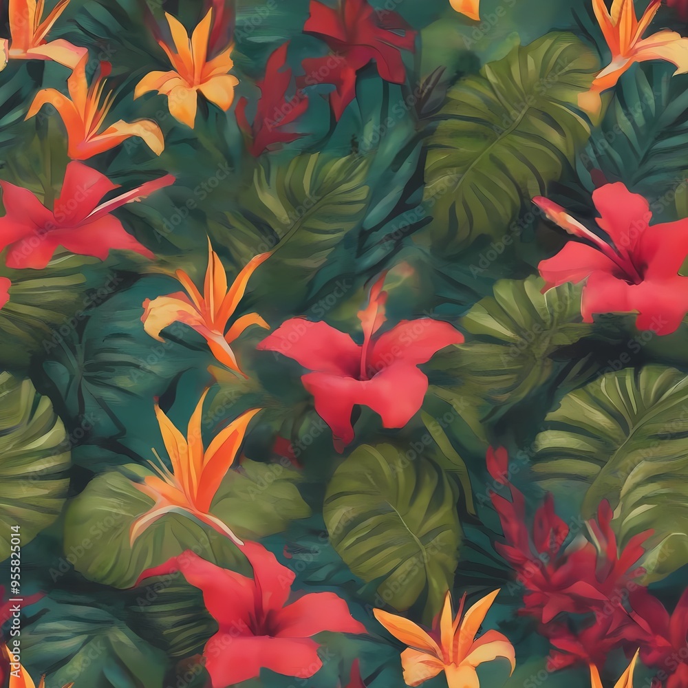 Tropical Foliage: A lush pattern featuring tropical leaves and vibrant ...