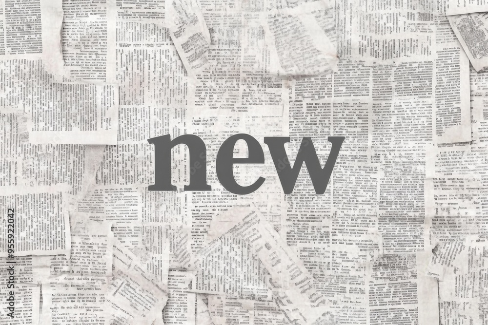 Vintage newspaper background with "new" text and grunge collage style ...