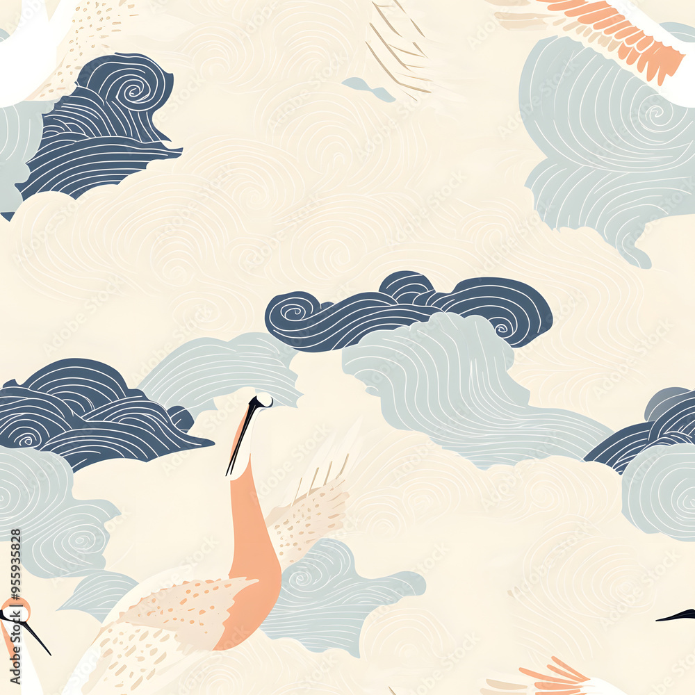 Japanese-style 2D illustrator doodle patterns for floor tiles and ...