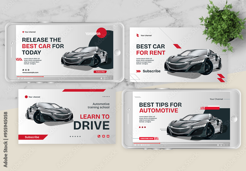 Gray and Red Video Thumbnail Stock Template | Adobe Stock