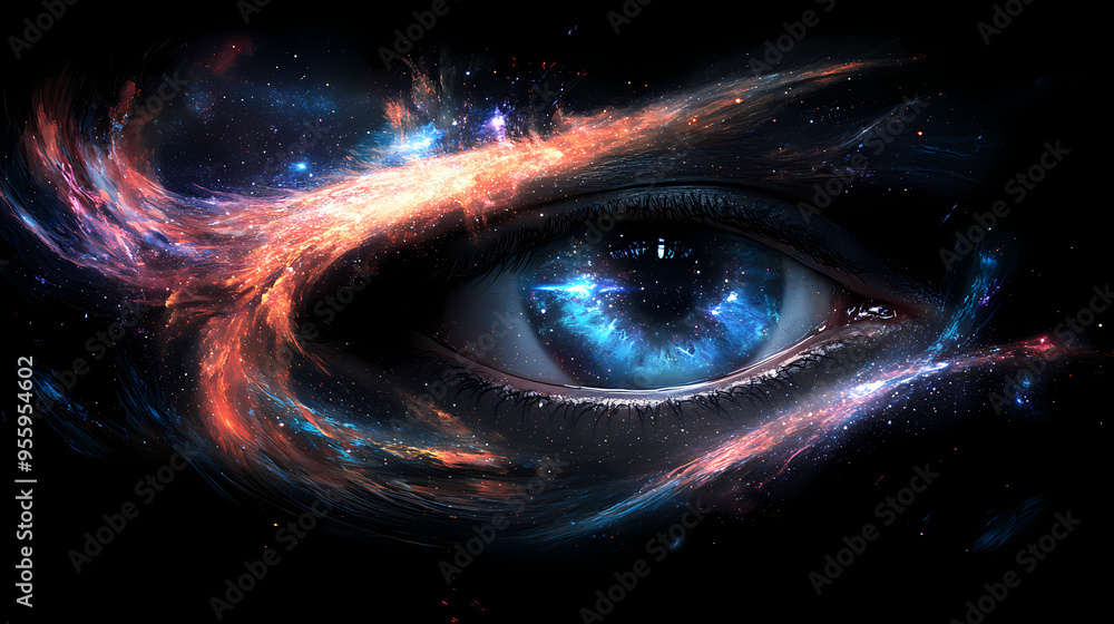 Cosmic eye with galaxies swirls, spiritual stardust cosmic energy ...
