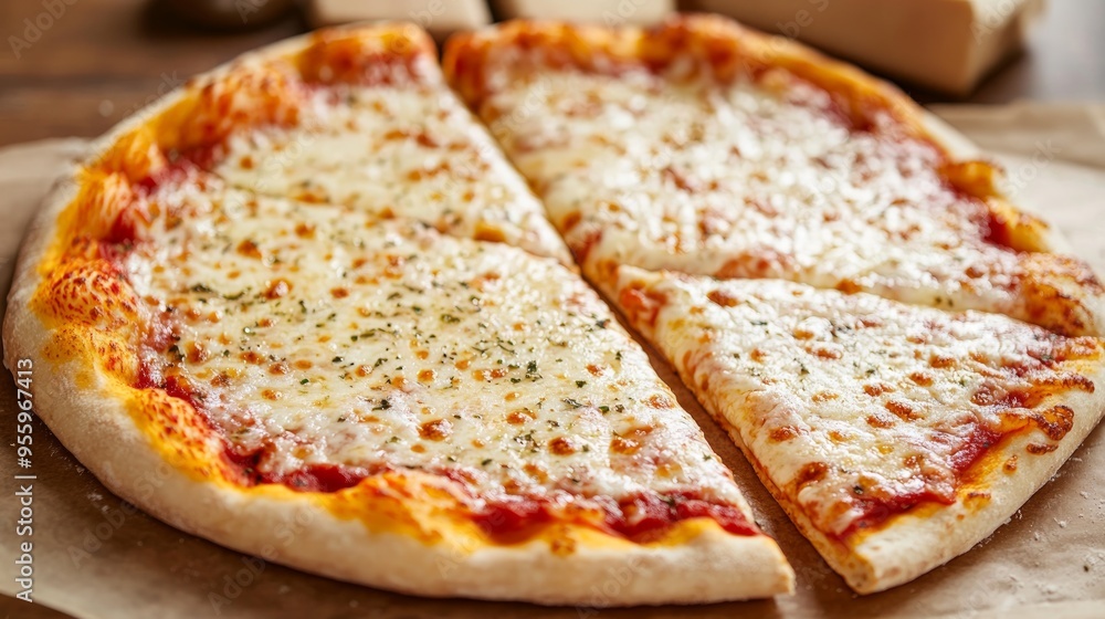 Cheesy mozzarella pizza slice under natural daylight. Ensure every ...