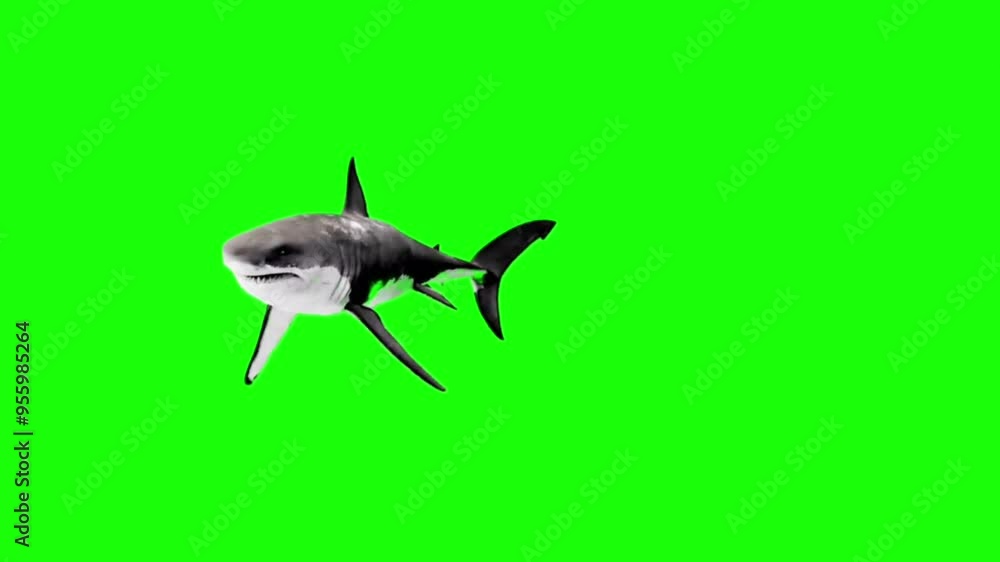 Fierce shark animation on green screen, perfect for ocean or wildlife ...