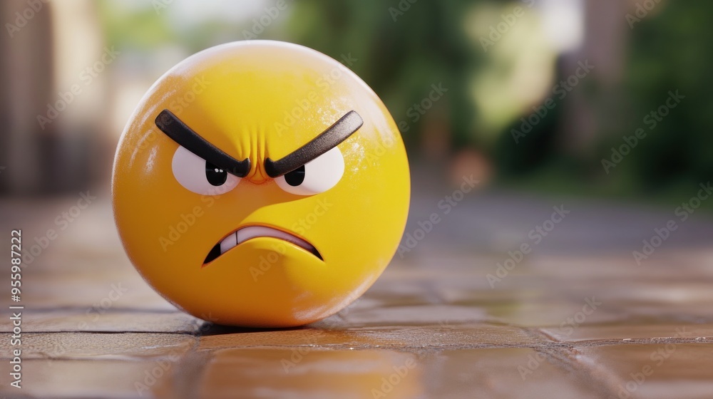 Angry yellow emoticon with furrowed eyebrows and gritted teeth Stock ...
