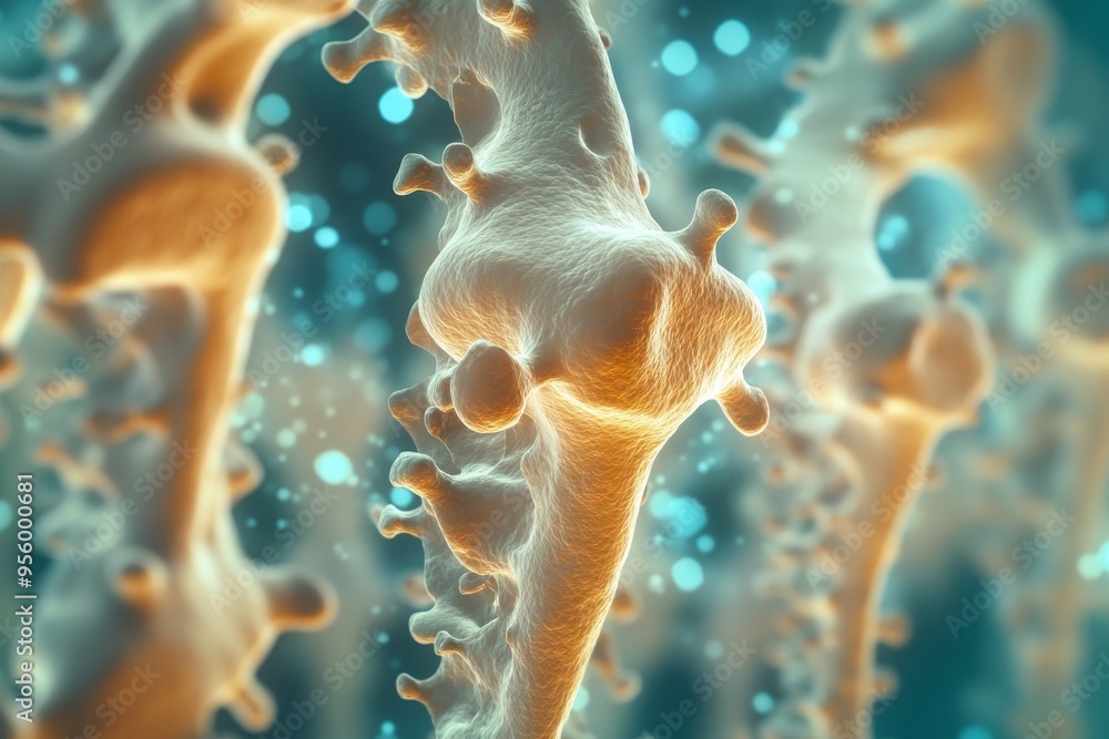 A close-up microscopic image of bone cells, highlighting the intricate ...