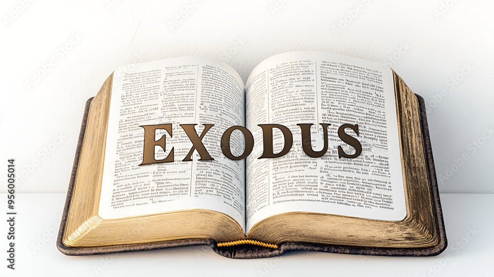 Book of Exodus Open bible revealing the name of the book of the bible in a epic cinematic ...