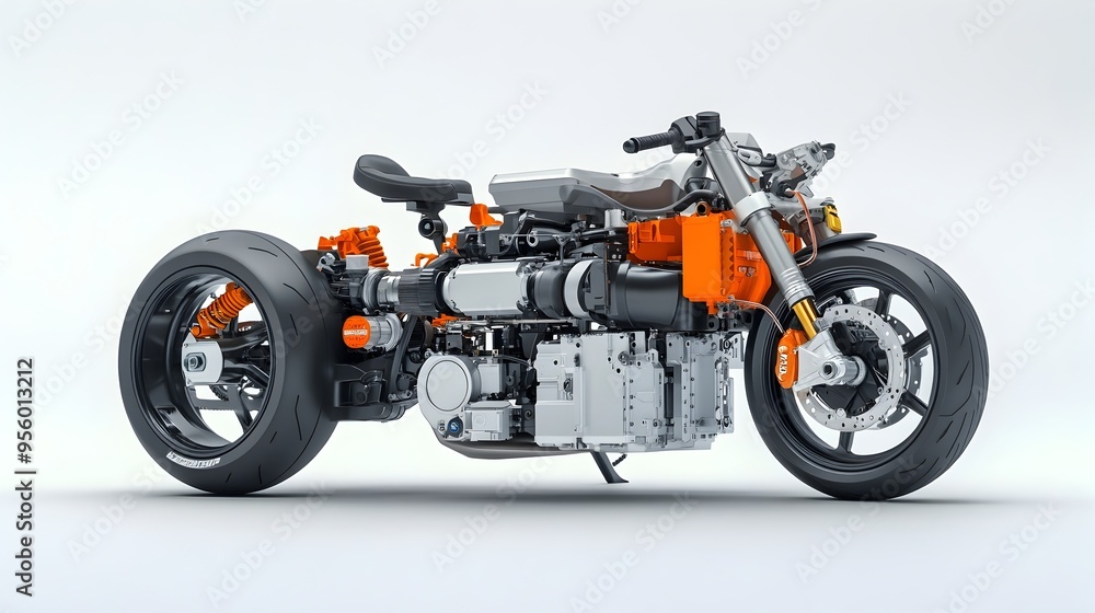 Detailed Exploded View of Motorcycle s Final Drive System on Clean ...