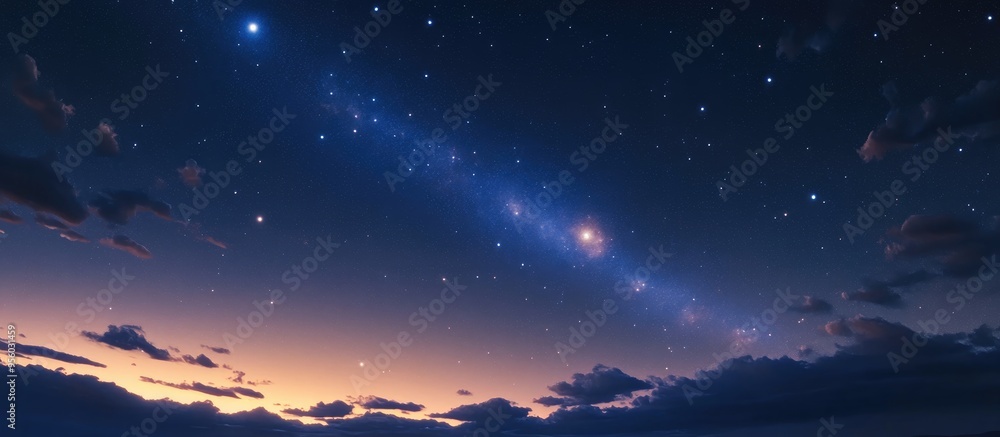 Beautiful night sky featuring a 3D cartoon rendering of the Milky Way ...
