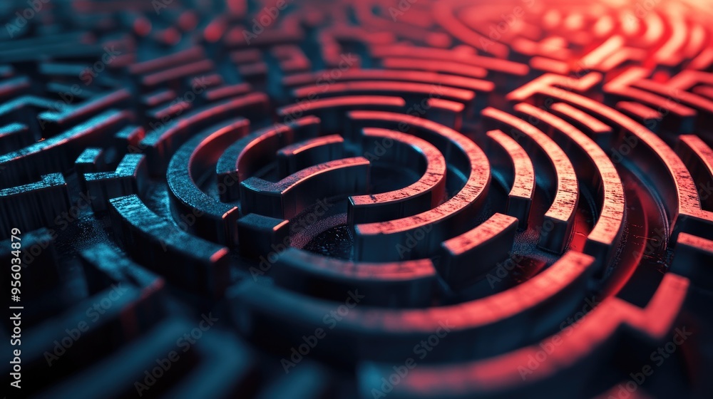 Labyrinth Concept with Entry and Exit Points Navigate the Path Abstract Representation of ...