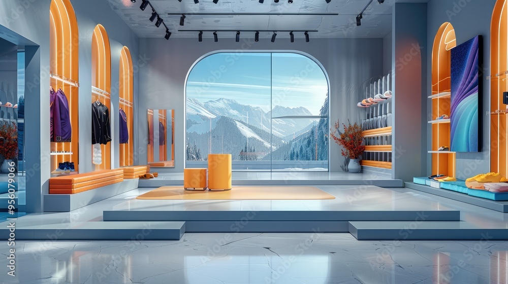 A vibrant and clear custom sportswear design studio, modern and stylish ...