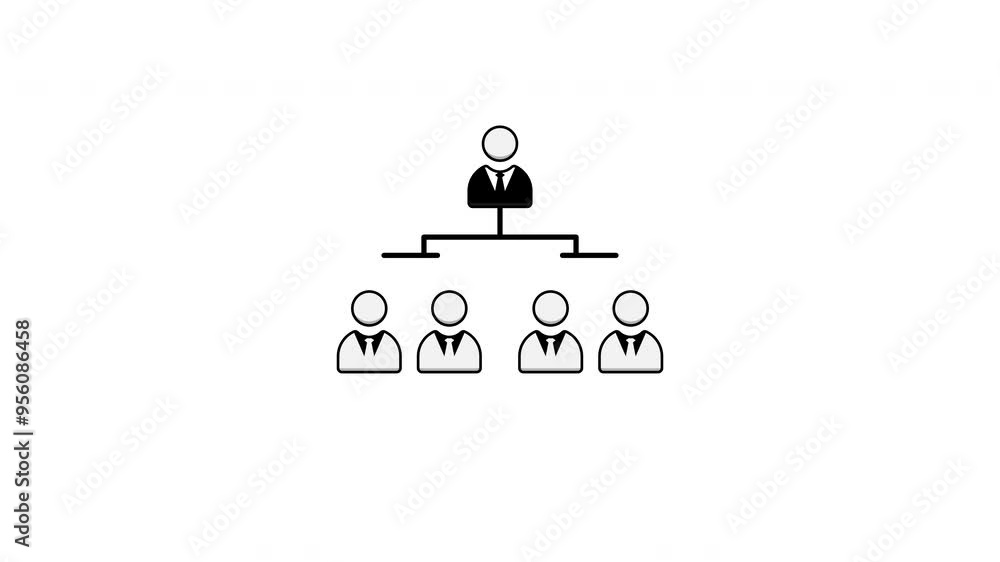 Animated of Organizational chart displaying one boss overseeing four ...