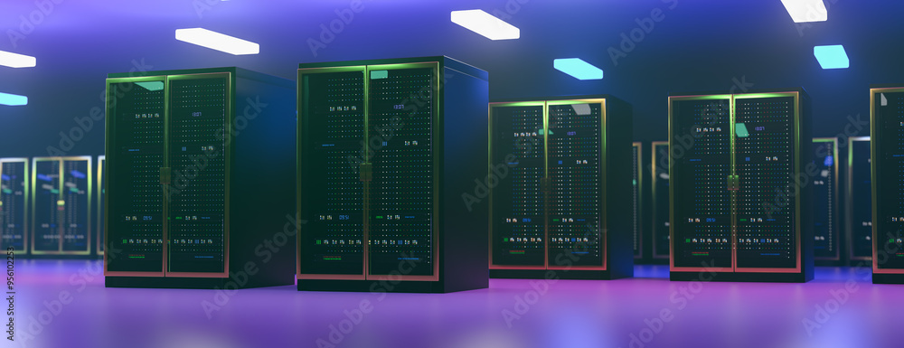 Server. Room servers data center. Backup, mining, hosting, mainframe ...