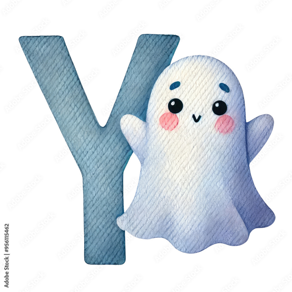 ghost alphabet, Halloween a-z letters decorated with cute ghost, for ...