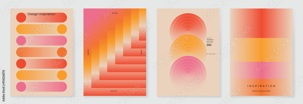 Poster Collection of 70s color gradient poster background vector – Wall ...