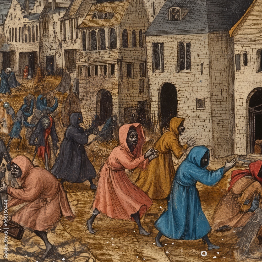 A depiction of the Black Death, a devastating plague that swept through ...