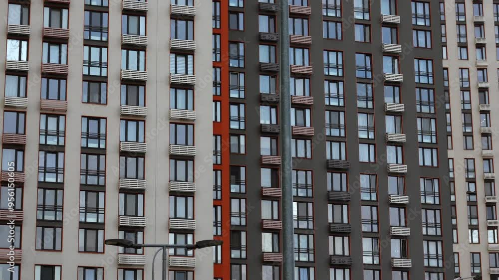 Modern multi-storey residential building. New fashionable architecture ...