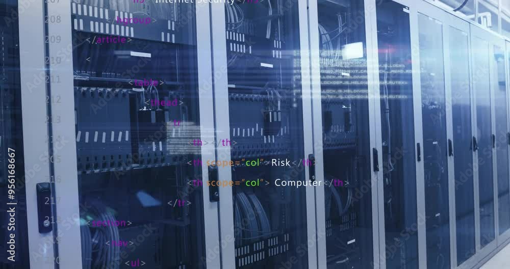 HTML code animation over server racks in data center Stock 비디오 | Adobe ...