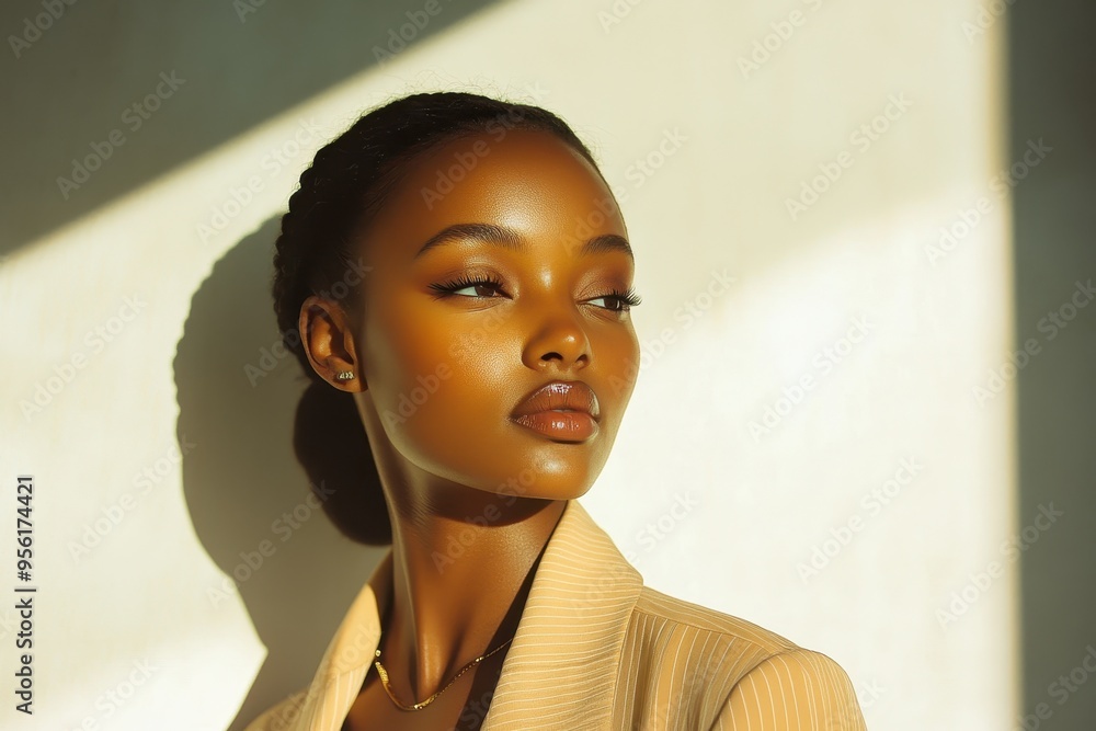 Radiant Shona Fashion Model Posed in Contemporary Chic Attire Against ...