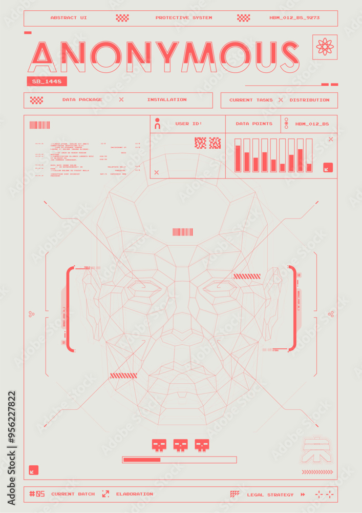 Tech Abstract poster template with HUD elements. cyber culture, Modern ...