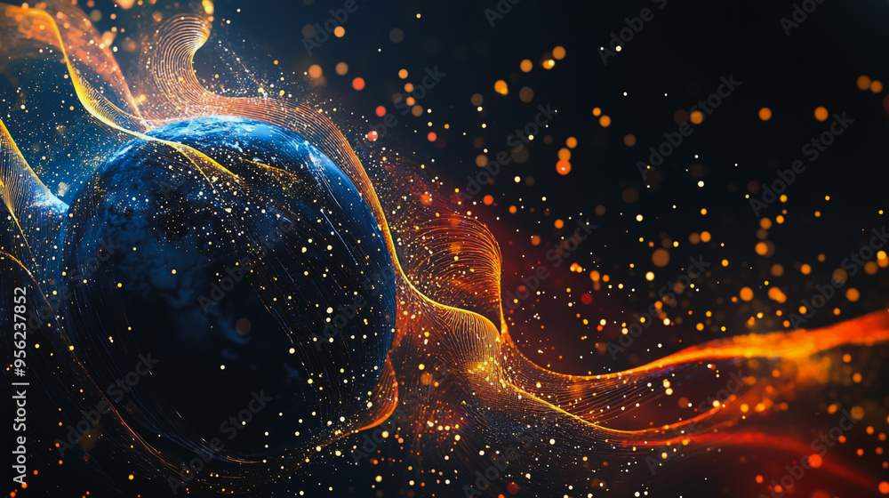 Abstract colorful business connection of lines from nodes It is ...