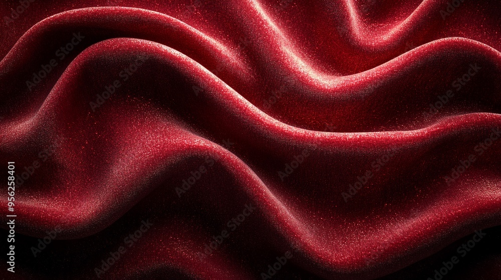 Red Velvet Drapery: A luxurious, velvety red fabric drapes elegantly ...
