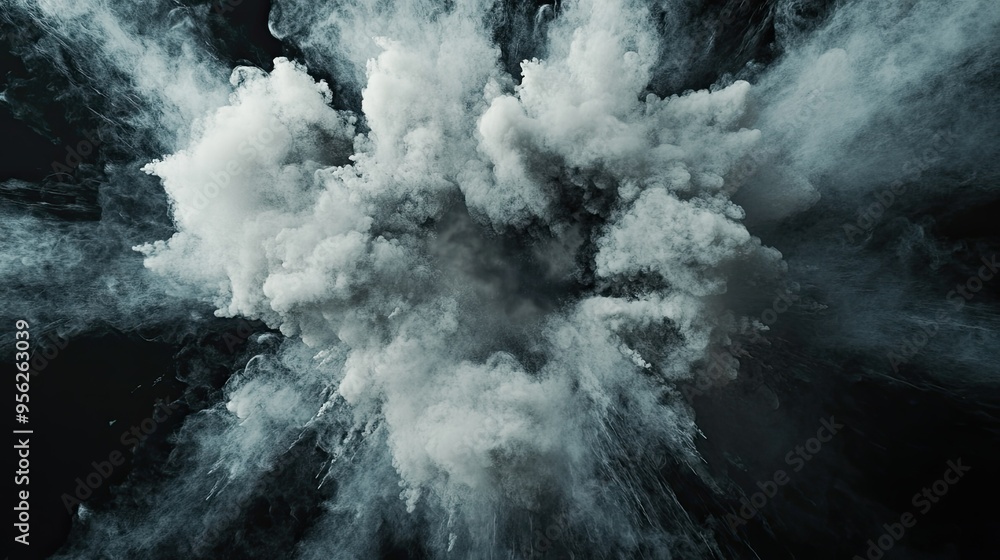 Concentric smoke explosion radiating from a central void, creating a ...