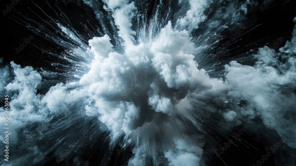 Concentric smoke explosion radiating from a central void, creating a ...
