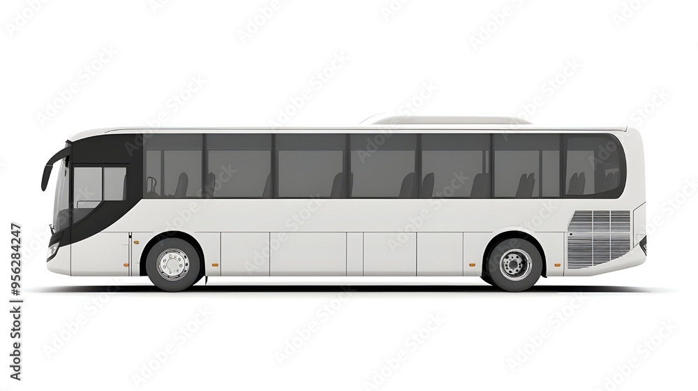 white modern luxury coach bus isolated on white background, side view ...