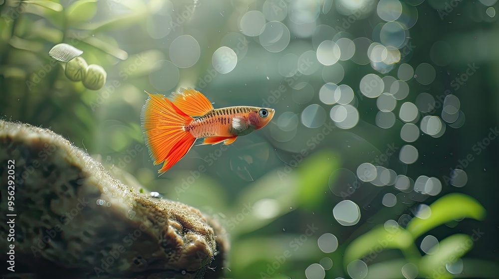 Beautiful Santa fancy guppy Poecilia reticulata in tropical aquarium ...