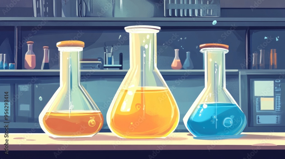 Cartoon illustration of a laboratory beaker design Stock Illustration ...