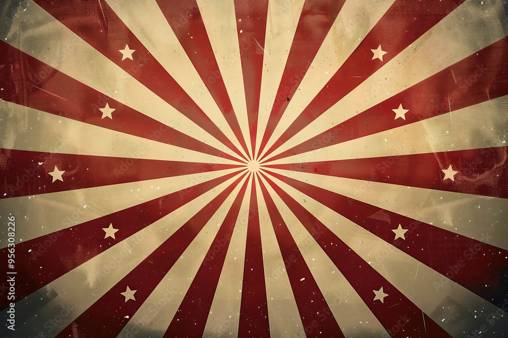 Retro zoom burst style background of an American flag of the United ...