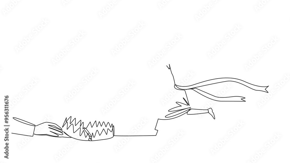 Self drawing animation of single one line drawing Arab businessman ...