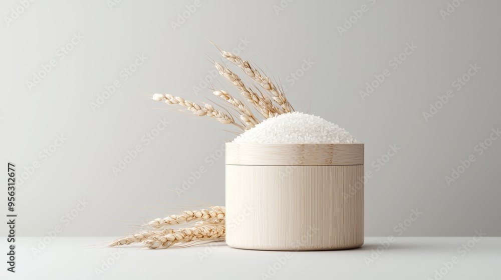 A rice box mockup with a surface that mimics the look of freshly ...