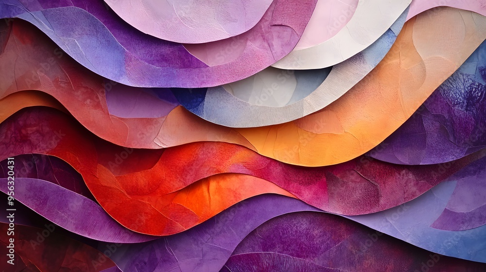 33. Textured, layered paper shapes creating a fluid, abstract design ...