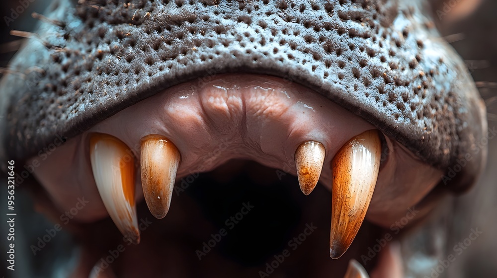 Macro close up photography of a hippopotamus teeth showcasing the sharp ...